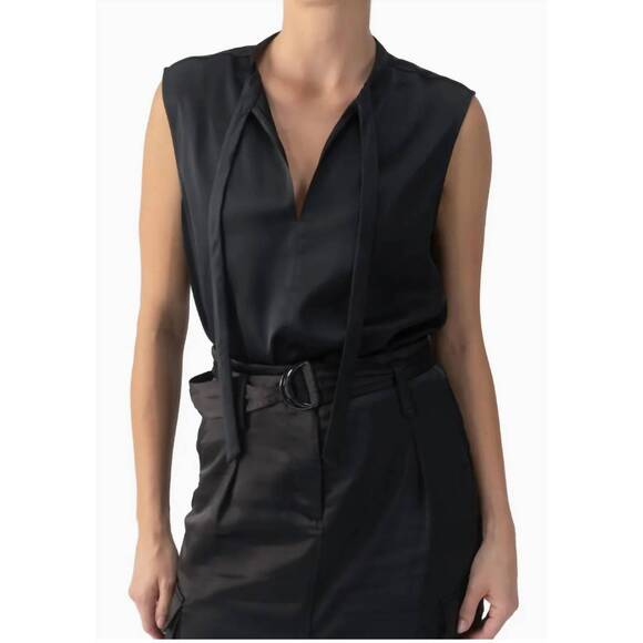 Sanctuary | Tops | New Sanctuary Tie Neck Satin Shell In Black | Poshmark